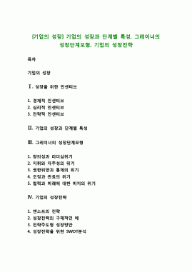 [기업의 성장] 성장을 위한 인센티브, 기업의 성장과 단계별 특성, 그레이너의 성장단계모형, 기업의 성장전략
-1페이지