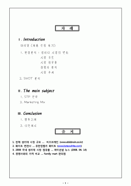 생리대 마케팅 보고서-1페이지