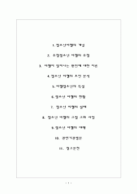 청소년 비행 (비행청소년, 비행의 유형, 비행의 원인, 이론, 현황, 교정사업, 교정기관방문)-1페이지