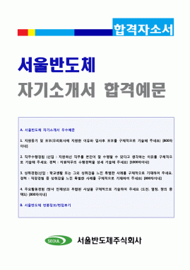 (2019년 서울반도체 자기소개서 + 면접족보) 서울반도체 (생산직/품질관리) 자기소개서 합격예문 [서울반도체합격자소서/서울반도체자기소개서/서울반도체 자기소개서 샘플/서울반도체 자소서 자기소개서]-1페이지