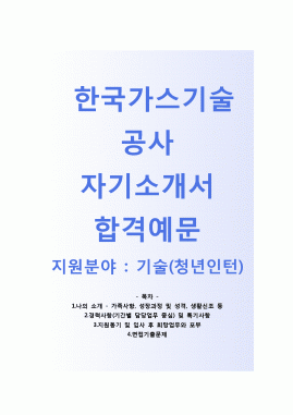 [한국가스기술공사자기소개서] 한국가스기술공사 청년인턴기술 자기소개서 합격예문-1페이지