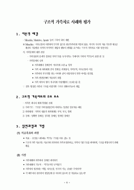 구조적 가족치료 사례와 평가 (이론적 배경, 구조적 가족치료의 주요 요소, 실천과정과 기법, 사회복지 실천에의 적용, 평가)-1페이지