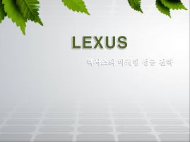 렉서스 LEXUS 마케팅 성공사례(SWOT,STP,4P전략) 분석 PPT-1페이지