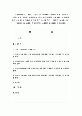 [아동안전관리]가정 내 영유아의 안전사고 예방을 위해 가정에서 주로 발생 가능한 발달단계별 주요 사고유형과 이에 대한 부모들의 주의사항 및 사고예방 방안을 영아기(1세 미만),-1페이지