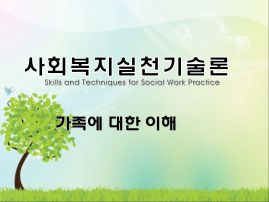 [사회복지실천기술론] 가족에 대한 이해 (사회복지실천기술론, 개념, 변화, 가족문제, 가족생활주기).PPT-1페이지