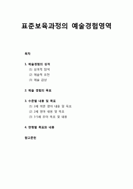 [보육과정] 표준보육과정의 예술경험영역_ 예술경험의 성격과 목표, 예술경험영역의 수준별 내용 및 목표, 예술경험영역의 연령별 목표와 내용-1페이지