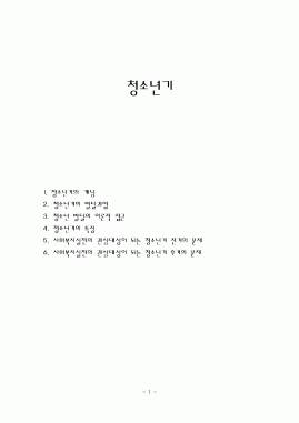 [인간행동과사회환경] 청소년기 (청소년기의 개념, 청소년기의 발달과업, 청소년기발달, 청소년발달이론, 청소년기특징, 청소년기사회복지)-1페이지