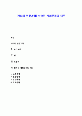 [사회의 변천과정] 로스토우, 벨, 토플러, 성숙된 사회문제의 대두-1페이지