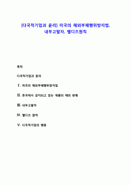 [다국적기업과 윤리] 미국의 해외부패행위방지법, 본국에서 금지되고 있는 제품의 해외 판매, 내부고발자, 밸디즈원칙, 다국적기업의 행동-1페이지