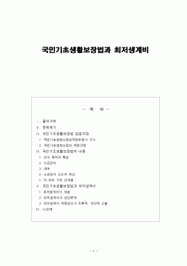 국민기초생활보장법과 최저생계비 -1페이지