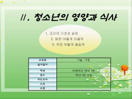 청소년의 영양과 식사(실과영양수업지도안, 중학생대상교생실습, 영양교사, 교수학습지도안)-1페이지