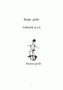 빈폴(bean pole)  마케팅(SWOT ,STP, 4P)전략분석과 빈폴 마케팅설문조사및 빈폴의 새로운 전략제안 (폴로와 비교분석)-1페이지