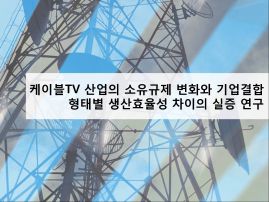 케이블TV(Cable TV) 산업의 소유규제 변화와 기업결합 형태별 생산효율성 차이의 실증 연구 발표자료.pptx-1페이지