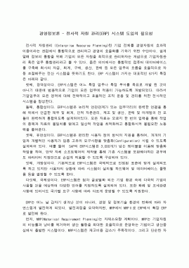 경영정보론 -전사적 자원 관리(ERP) 시스템 도입의 필요성-1페이지