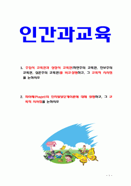 [인간과교육] 1) 주입식 교육관과 성장식 교육관을 비교․설명, 2) 피아제(Piaget)의 인지발달단계이론과 교육적 시사점-1페이지