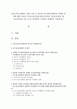 [청소년지도방법론 공통] 다음 중 하나의 지도영역(방법)을 선택한 후,  이에 대한 자료를 청소년교육시설(청소년수련관,  청소년문화의 집,  청소년단체,  학교 등)을 방문해서 수집하여  : 청소년시설-1페이지