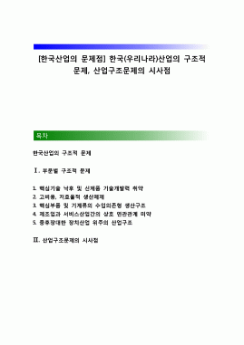 [한국산업의 문제점] 한국(우리나라)산업의 구조적 문제(부문별 구조적 문제), 산업구조문제의 시사점-1페이지