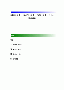 [환율 (exchange rate or rate of foreign exchange)] 환율의 표시법, 환율의 결정, 환율의 기능, 균형환율-1페이지