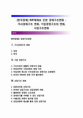 [한국경제] IMF체제로 인한 경제구조변화 - 거시경제구조 변화(성장,투자), 기업경영구조의 변화, 사업구조변화-1페이지