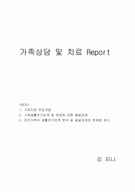 [가족치료 및 상담중간과제] 가족치료 주요개념과 가족생활주기단계 및 변화에 따른 발달 이론의 개념들로 나의 가족상황 생활주기는 무엇인지 분석해보고 문제와 발달과제 제시하기-1페이지