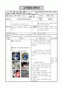 [유아교과교육론] 교육활동계획안 _ 학급연령(만5세) 활동유형(과학활동) 생활주제(나는 환경 지킴이)-1페이지