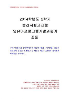 2014년 2학기 영유아프로그램개발과평가 중간시험과제물 공통(구성주의, 문화맥락주의 비교)-1페이지