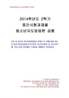 2014년 2학기 청소년지도방법론 중간시험과제물 공통(청소년교육시설 봉사활동지도영역)-1페이지