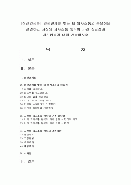 [정신건강론] 인간관계를 맺는 데 의사소통의 중요성을 설명하고 자신의 의사소통 방식이 가진 장단점과 개선방법에 대해 서술하시오 - 인간관계-1페이지