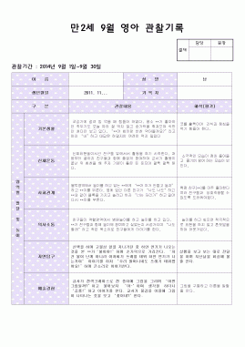 14년 만2세 9월 영아 관찰기록(관찰일지)-1페이지