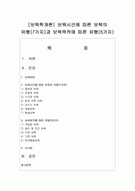 [보육학개론] 보육시간에 따른 보육의 유형(7가지)과 보육목적에 따른 유형(5가지) : 보육 유형-1페이지