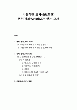 [기독교교육]바람직한 교사상(敎師像) 권위(權威·Athority)가 있는 교사 - 영적 권위, 지적 권위, 윤리적 권위-1페이지