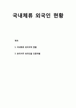 [사회문제론] 국내체류(國內滯留) 외국인 현황 - 국내체류 외국국적 현황 및 한국거주 외국인들 인종차별-1페이지