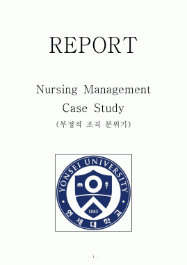 간호관리학 케이스 스터디(Nursing Management Case Study) - 부정적 조직 분위기 (과도한 업무 및 선임간호사의 가혹행위와 관련된 부정적 조직 분위기)-1페이지