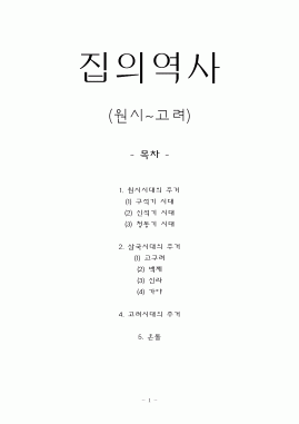 집의 역사 (원시~고려)의 개념 (원시시대의 주거, 삼국시대의 주거, 고려시대의 주거, 온돌)-1페이지