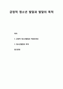 [청소년복지] <긍정적 청소년 발달> 긍정적 청소년 발달과 적응유연성 및 청소년발달의 목적-1페이지