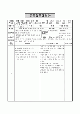 [유아교과교육론] <교육(부분)활동(수업)계획안> (만3세/이야기나누기) - 활동명 : 다양한 탈것에 대해서 이야기해 보아요 / 생활주제 : 하늘 땅 바다로 갈 수 있어요 / 주제 : 탈것 / 소주제 : 다양한 탈것들-1페이지