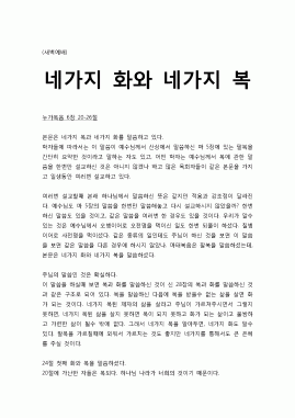 [성경·설교·말씀] (누가복음 6장 20-26절) 네가지 화와 네가지 복 (새벽예배·성서·기독교·교회·예수·하나님)-1페이지