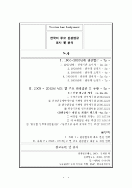 한국의 주요 관광법규 조사 및 분석 (Tourism Law Assignment)-1페이지