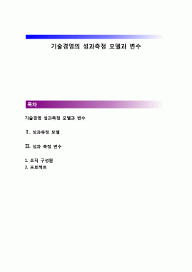 기술경영(Management Of Technology)의 성과측정 모델과 변수 (성과측정 모델, 성과 측정 변수)-1페이지