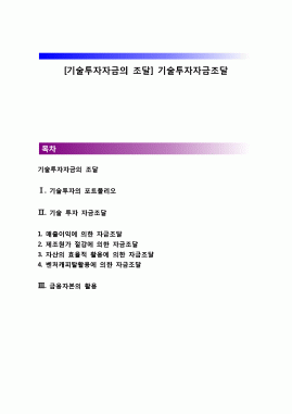 [기술투자자금의 조달] 기술투자자금조달 (기술투자의 포트폴리오, 기술 투자 자금조달, 금융자본의 활용)-1페이지