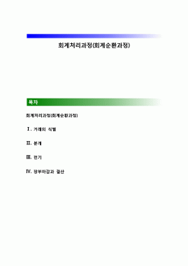 회계처리과정(회계순환과정) - 거래의 식별, 분개(journalizing), 전기(Posting), 장부마감과 결산-1페이지