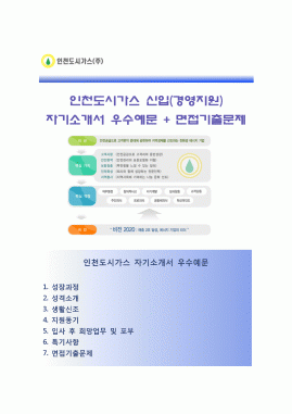 (인천도시가스자기소개서 + 면접족보) 인천도시가스(경영지원)자소서 [인천도시가스합격자기소개서인천도시가스자소서항목]-1페이지