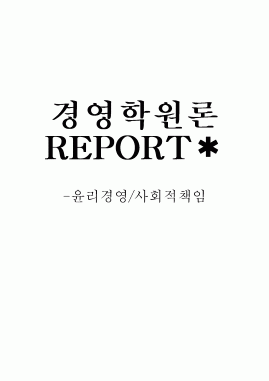 윤리경영/사회적책임의 의미와 사례 [경영학원론 REPORT] (윤리경영의 탄생, 윤리경영의 정의와 종류, 윤리경영의 시작, 사회적 책임의 범위, 윤리경영 실천사례, 국내기업 윤리경영의 문제점)-1페이지