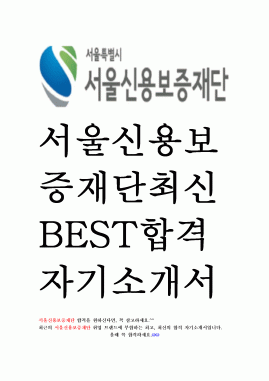 서울신용보증재단 최신 BEST 합격 자기소개서-1페이지