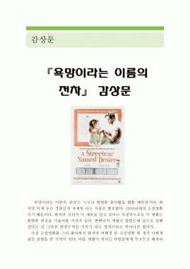 욕망이라는 이름의 전차 감상문 (욕망이라는 이름의 전차 영화감상문,욕망이라는 이름의 전차 독후감,욕망이라는 이름의 전차 독후감,욕망이라는 이름의 전차 연극,분석,이해,해석, 비평)-1페이지