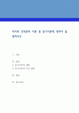 미시적 조직관리 이론 중 동기이론에 대하여 설명-1페이지