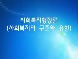 사회복지의 구조와 유형(사회복지행정론, 사회복지조직, 사회복지조직화, 유형) PPT-1페이지