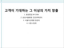 고객이 기대하는 그 이상의 가치 창출 (동양증권 W-CMA, 삼성서울병원 건강의학센터, 서울아산병원 암센터, 시몬스침대).pptx-1페이지