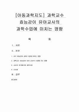 [아동과학지도] 과학교수 효능감이 유아교사의 과학수업에 미치는 영향 (교사효능감)-1페이지