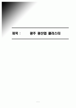 광주 광산업 클러스터 -1페이지